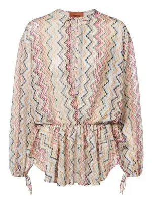 Missoni Zig Zag Cutout Gathered Blouse - Multicoloured