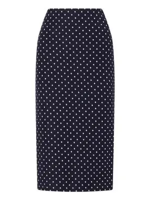 Max Mara Polka-dot Jersey Midi Skirt - Blue