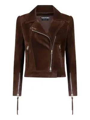 TOM FORD Suede Biker Jacket - Brown