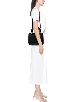 Dior 2002 Medium Nylon Cannage Lady Satchel - Black