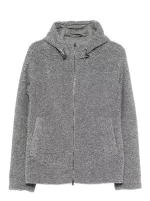 Herno Hooded Bouclé-effect Coat - Grey