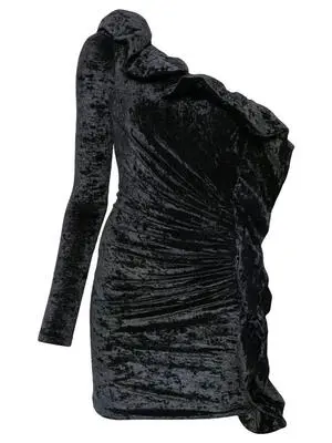 Amen One-shoulder Ruffled Mini Dress - Black