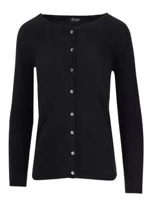 LA ROSE Cashmere Button-up Cardigan - Blue