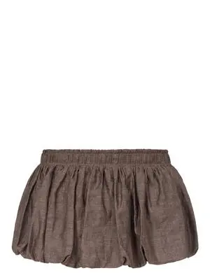 LUDOVIC DE SAINT SERNIN Palais Bubble-hem Linen Mini Skirt - Brown