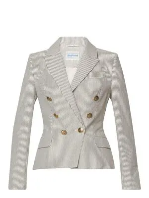 Lena Hoschek Capitano Double Breasted Cotton Blazer - Stripe