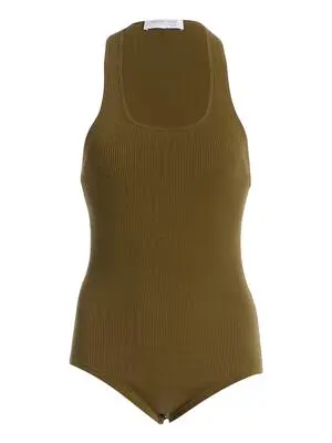 MICHAEL KORS Michael Kors Collection Ribbed Scoop Neck Bodysuit