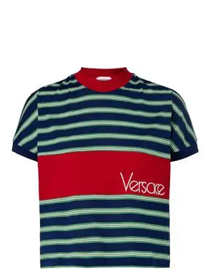 Versace Striped Cotton T-shirt - Multicoloured