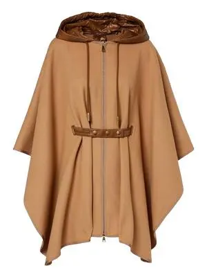 Moncler Belted Wool-blend Cape - Beige