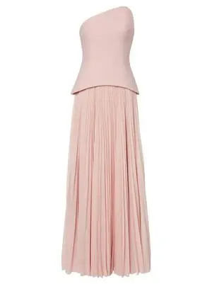 Solace London Britt Pleated Strapless Gown - Pink