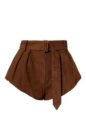 Magda Butrym Belted Suede Shorts - Brown