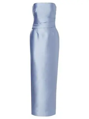 Solace London Ingrid Draped Satin Gown - Blue