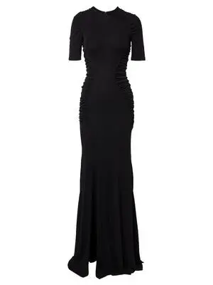 Victoria Beckham Ruched Crepe Jersey Maxi Dress - Black