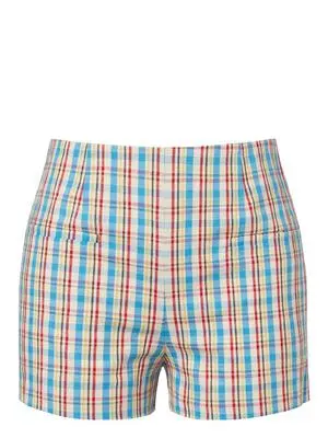 Faithfull The Brand Aurora Checked Cotton And Linen Shorts - Multicoloured