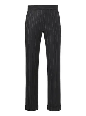 TOM FORD Striped Wool Trousers - Black