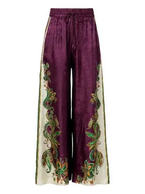 ALEMAIS Printed Wide-leg Silk Trousers - Multicoloured