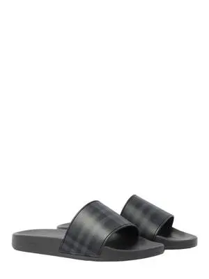 Burberry Check Slides - Grey
