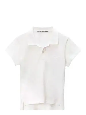 Alexander Wang Crystal-embellished Cropped Polo Top - White