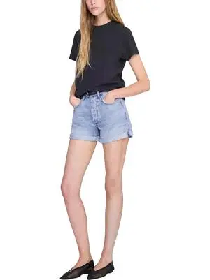 ANINE BING Shelley Embroidered Cotton Jersey Baby Tee - Black