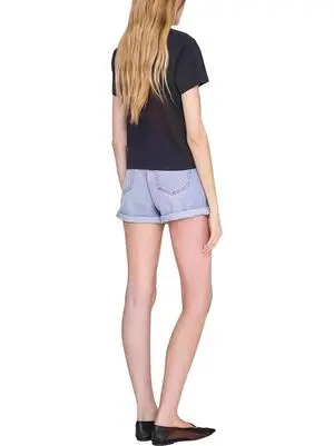 ANINE BING Shelley Embroidered Cotton Jersey Baby Tee - Black