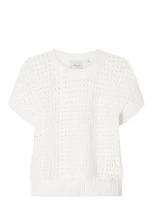 Varley Denny Open-knit Cotton-blend T-shirt - White