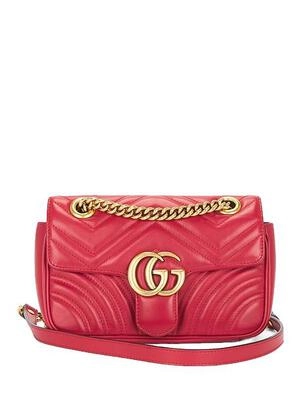 FWRD RENEW Gucci Mini Gg Marmont Shoulder Bag - Red
