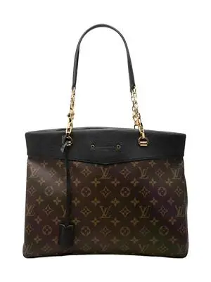 LOUIS VUITTON Monogram Pallas Shopper Tote Bag - Black
