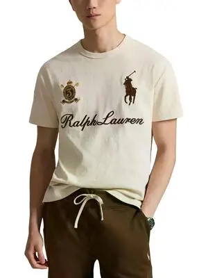 Polo Ralph Lauren Logo-embroidered Crest-patch T-shirt - Neutrals