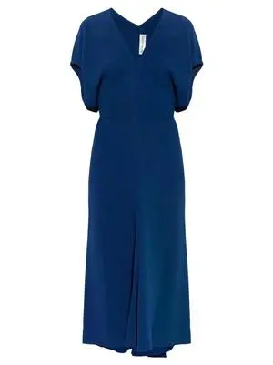 Victoria Beckham Edith V-neck Cap-sleeve Dress - Blue