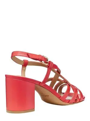 Geox Strappy Block-heel Sandals With Slingback Strap - Red