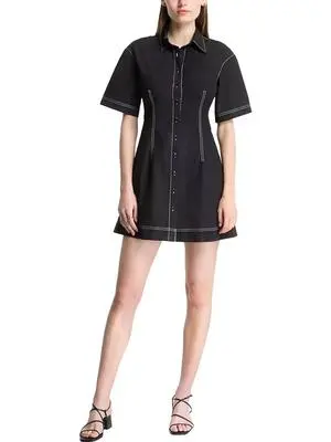 Gap Contrast-stitch Short-sleeve Mini Dress - Black