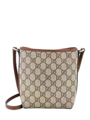 Gucci Gg Emblem Coated Canvas Nano Bucket Bag - Brown