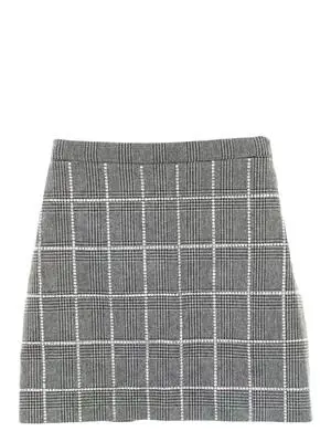 Miu Miu Rhinestone-embellished Plaid Mini Skirt - Grey