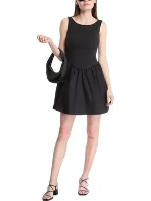 Gap Sleeveless Gathered Mini Dress - Black