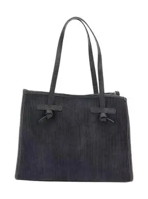 MARCELLA CLUB Ribbed Suede Tote Bag - Blue