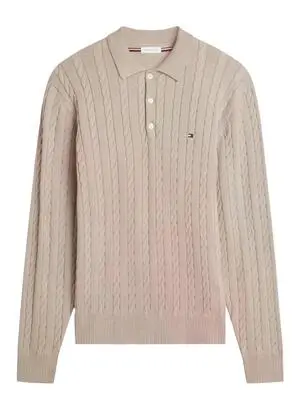 Tommy Hilfiger Cable-knit Polo Sweater - Neutrals