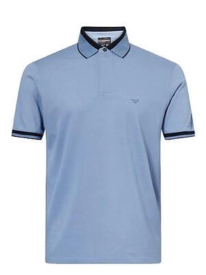 Emporio Armani Tipping Short-sleeve Cotton-pique Polo Shirt - Infinity
