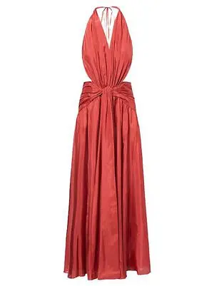 Zimmermann Indra Halter-neck Silk Maxi Dress - Raspberry