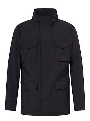 OSCAR JACOBSON High-neck Woven Field Jacket - Navy