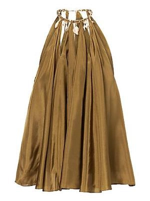 Zimmermann Halter Neck Silk Blouse With Chain Detail - Olive