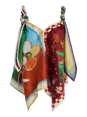 ALEMAIS ALÉMAIS Mlak Printed Silk-Twill Scarf Top Multi