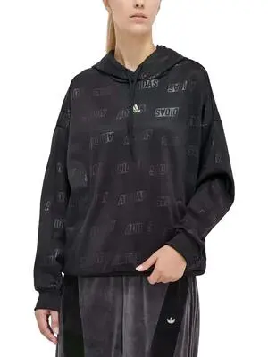 Adidas All-over Logo Print Hoodie - Black