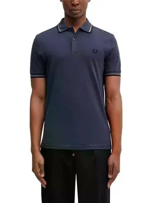 Fred Perry Contrast-trim Logo Polo Shirt - Blue