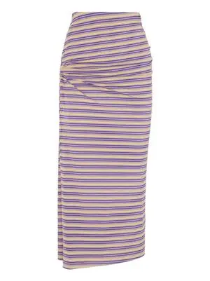 Rabanne Gathered Striped Jersey Maxi Skirt - Multi