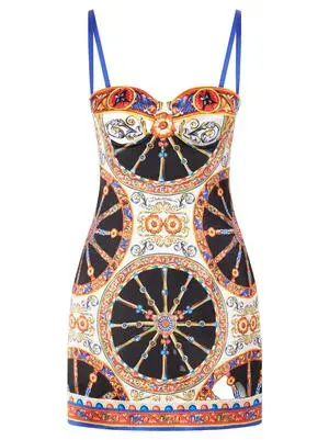 Dolce & Gabbana Carretto" Print Satin Mini Dress - Multi