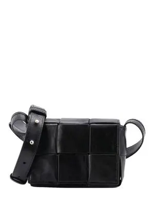 Bottega Veneta Cassette Maxi Intrecciato Leather Candy Crossbody Bag - Black