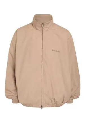 Acne Studios Acne Studios Logo-Embroidered Cotton-Poplin Zip-Up Jacket Beige