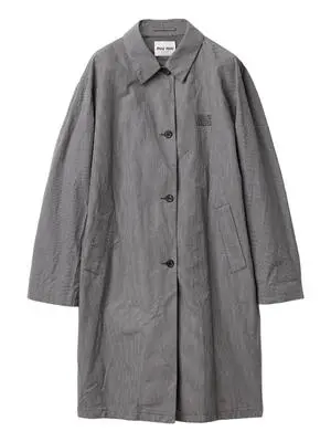 Miu Miu Single-breasted Gingham Check Trench Coat - Grey