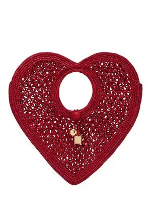 Jacquemus Spiaggia Cour Raffia Heart Bag - Red