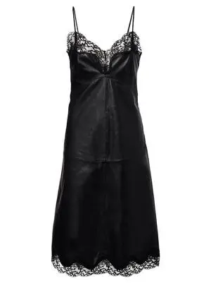 Magda Butrym Lace-trimmed Leather Midi Dress - Black