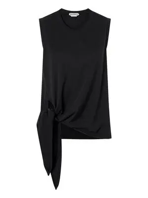 JW Anderson JW Anderson Tie-Detailed Logo-Embroidered Cotton-Jersey Tank Black
